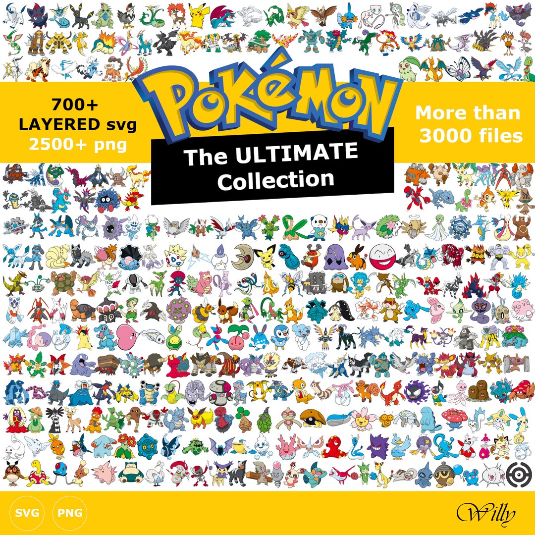3000 Pokemon PNG and Pokemon SVG Fan Art Bundle, Pokemon Layered Svg ...