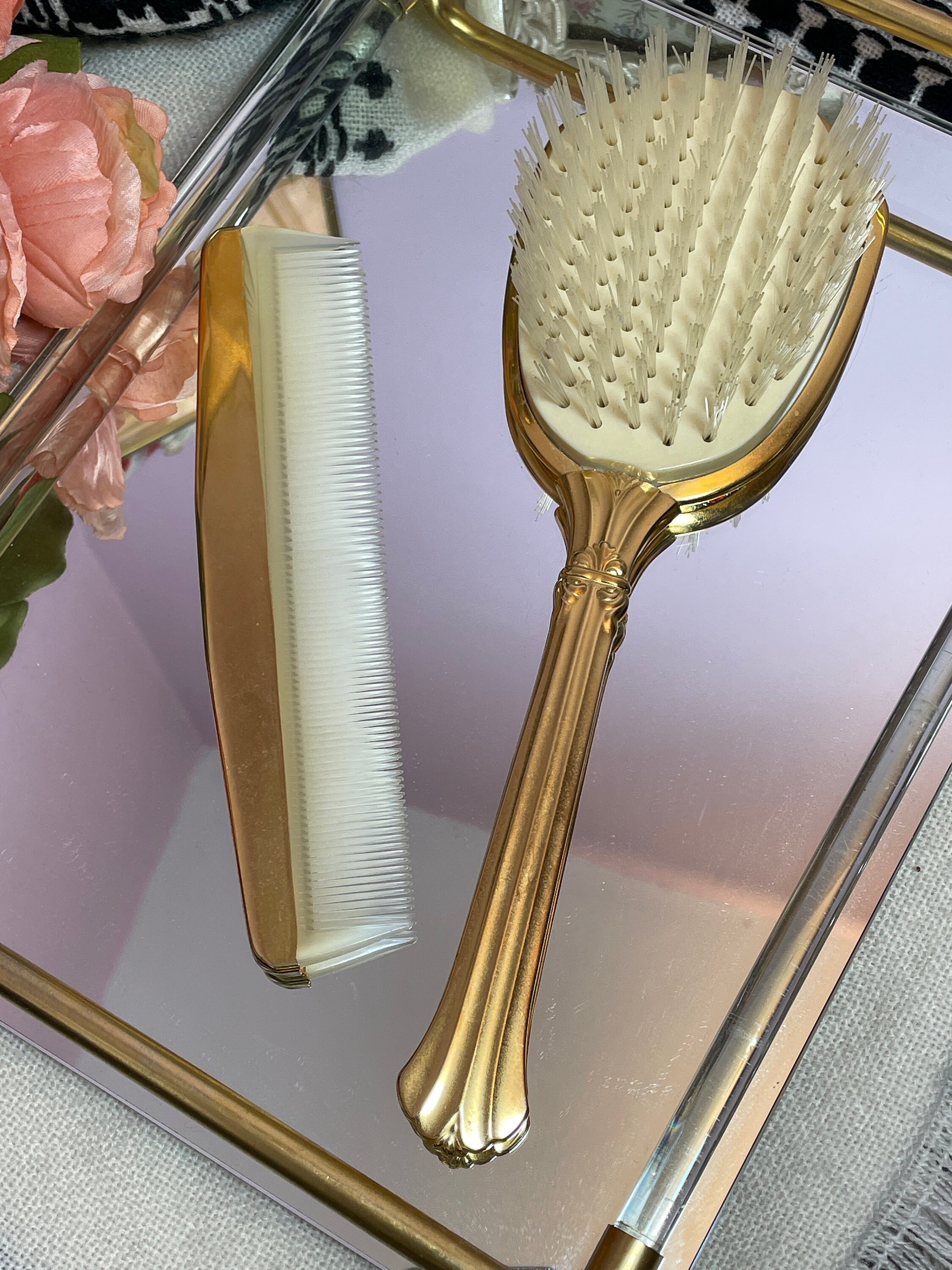 Vtg Vanity Brush and Comb Set - Etsy