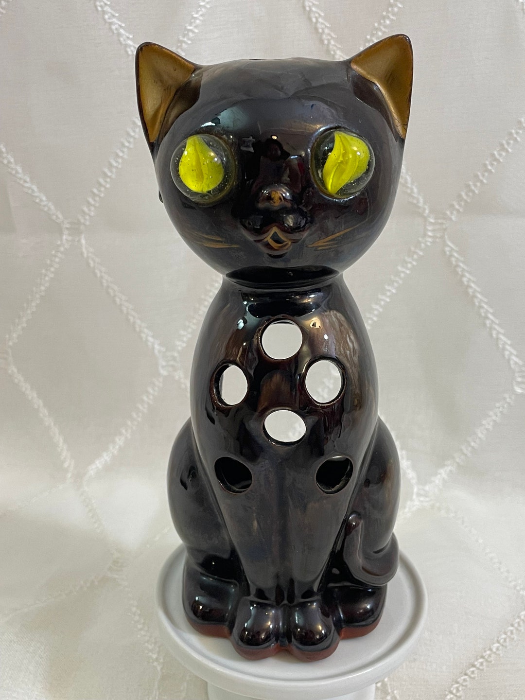 Vtg Inarco Japan Pottery Cat With Marble Eyes Tea Light Holder - Etsy