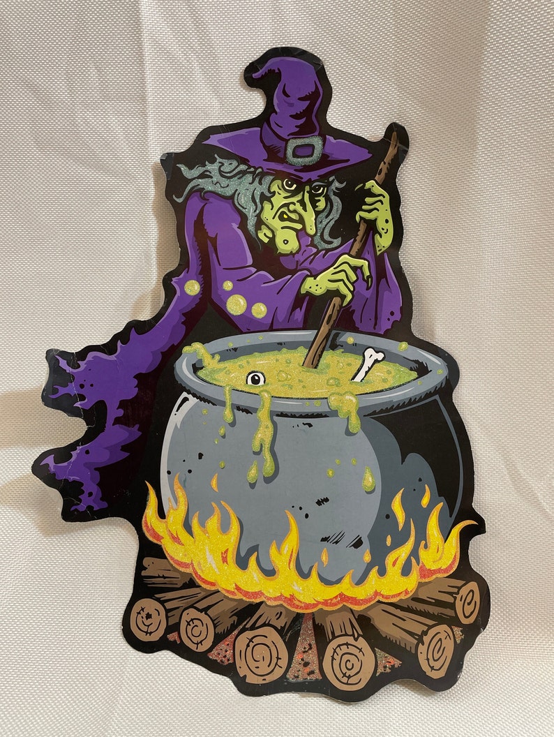 Vintage Halloween Witch Stirring Bubbling Cauldron Stock Cutout - Etsy