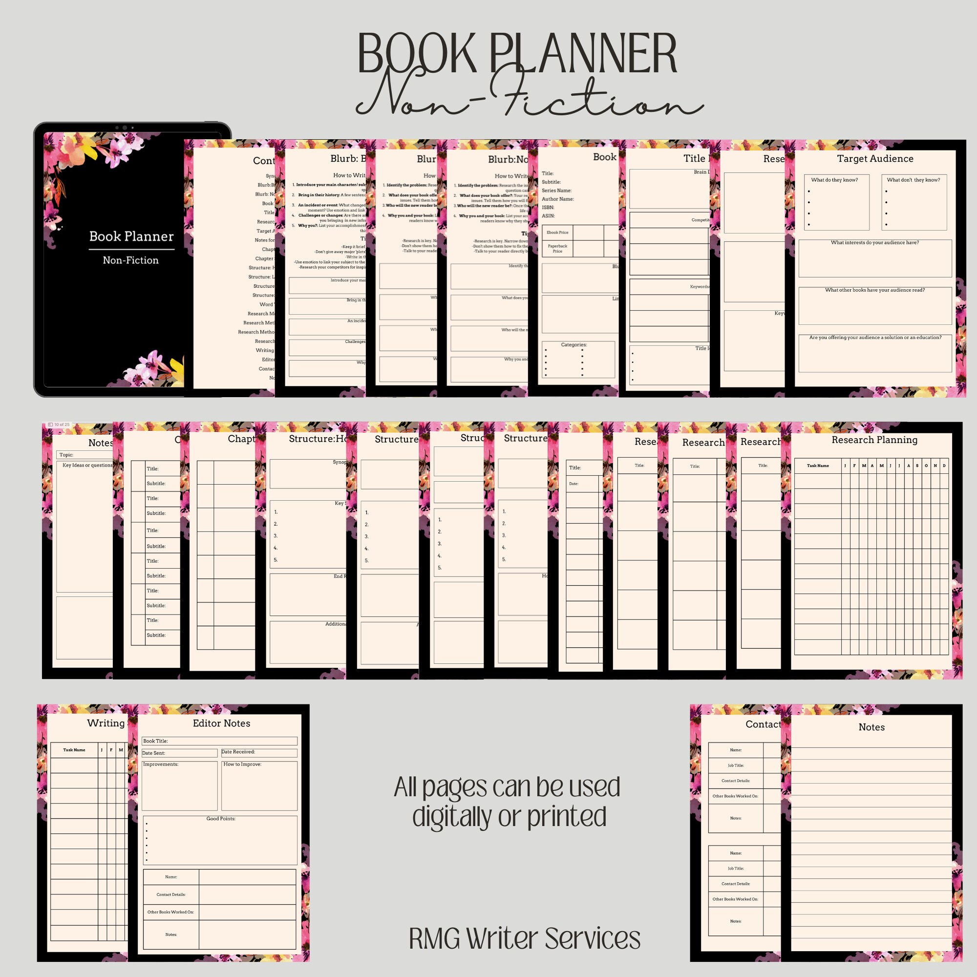 Non-fiction Book Planner | Planner for Authors and Writers | Book ...