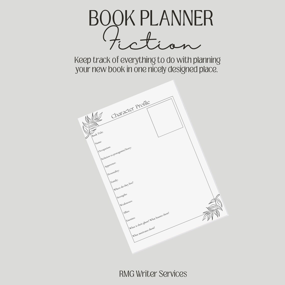 Minimalist Fiction Book Planner | Planner for Authors and Writers ...