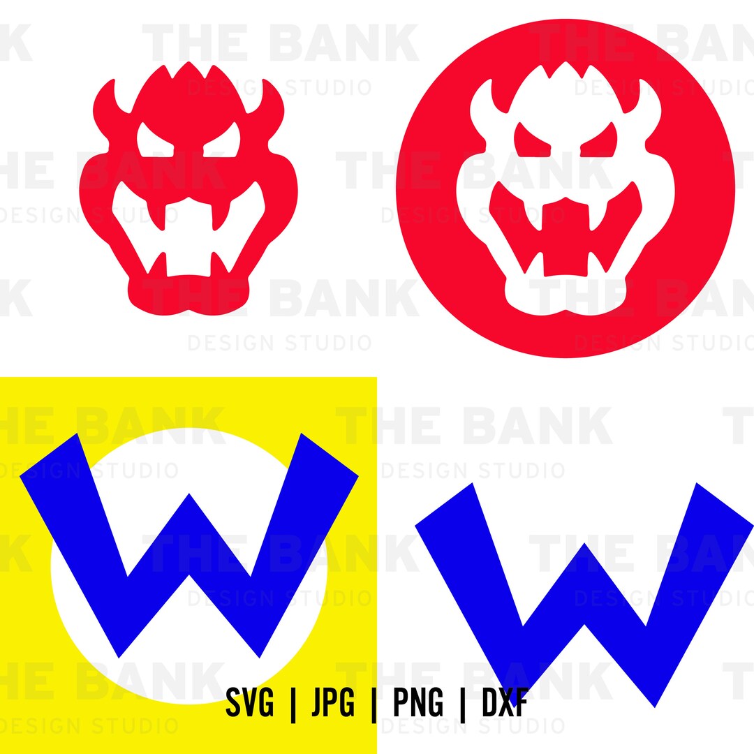 INSTANT DOWNLOAD Mario Villains Wario & Boswer Svg, Jpeg and Png for T ...