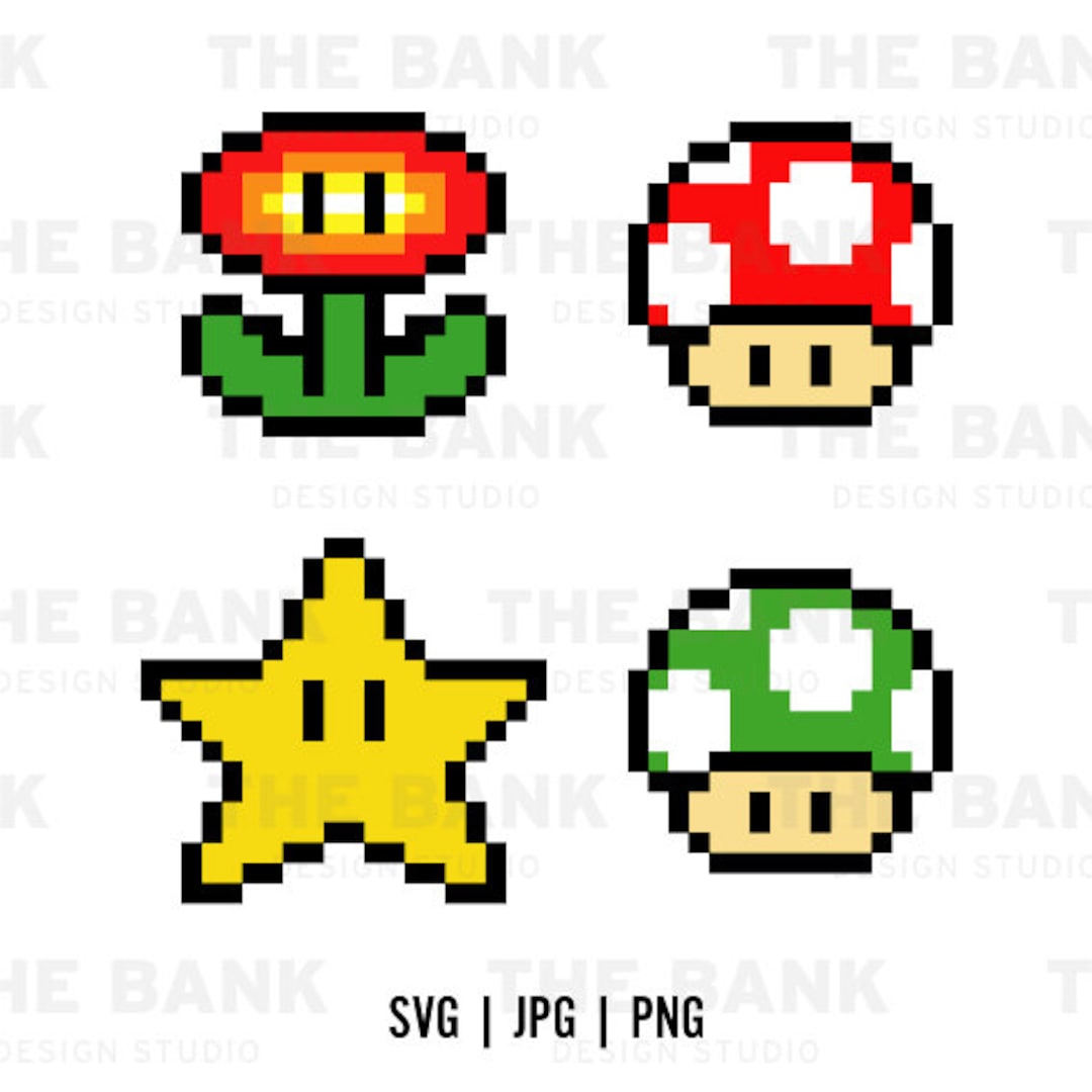 INSTANT DOWNLOAD Mario Power up Pixel Bundle Svg, Jpeg and Png for T ...