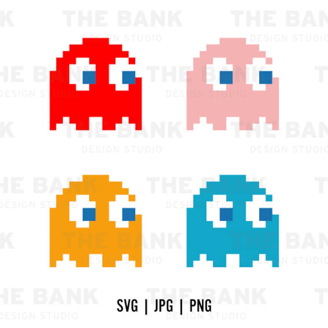 INSTANT DOWNLOAD Pacman Ghosts Pixel Bundle Svg, Jpeg and Png for T ...