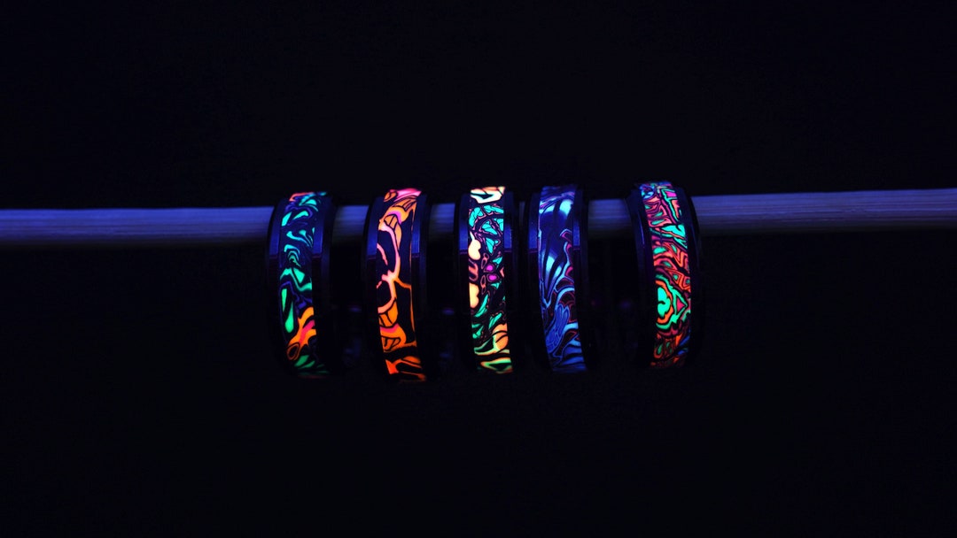 Fluorescent Ring UV Active Psychedelic Jewelry Ring Hippie Gift Psy ...