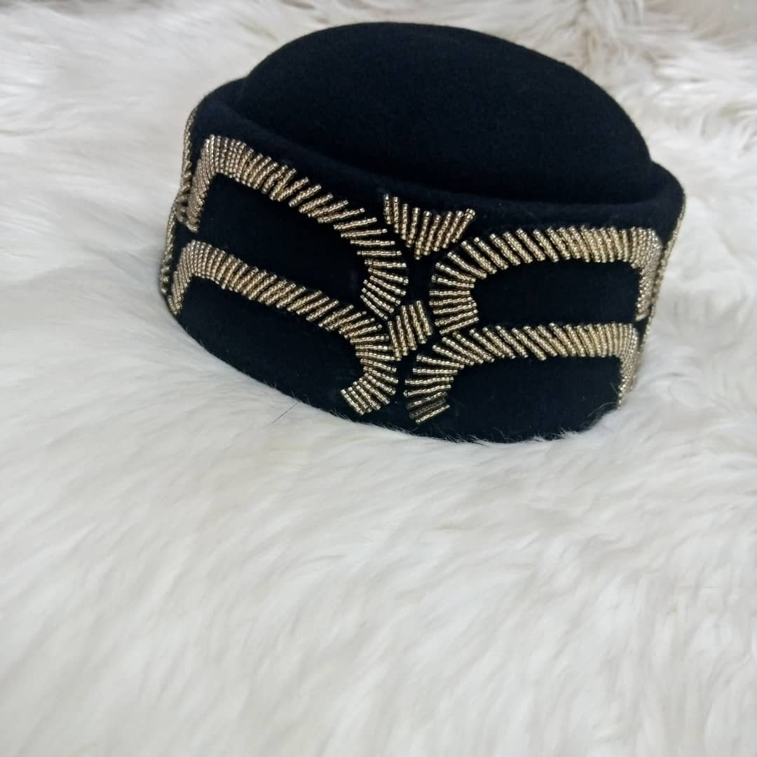 Black Igwe Odogwu African Chieftaincy Igbo Ozo Cap, African Men's ...