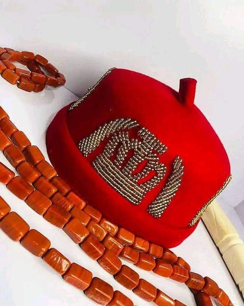 Igwe Odogwu African Chieftaincy Igbo Ozo Cap, African Men's Velvet Cap ...