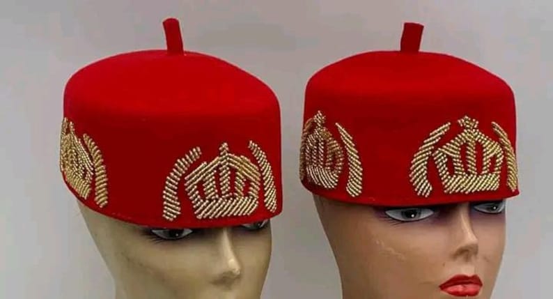 Igwe Odogwu African Chieftaincy Igbo Ozo Cap, African Men's Velvet Cap ...