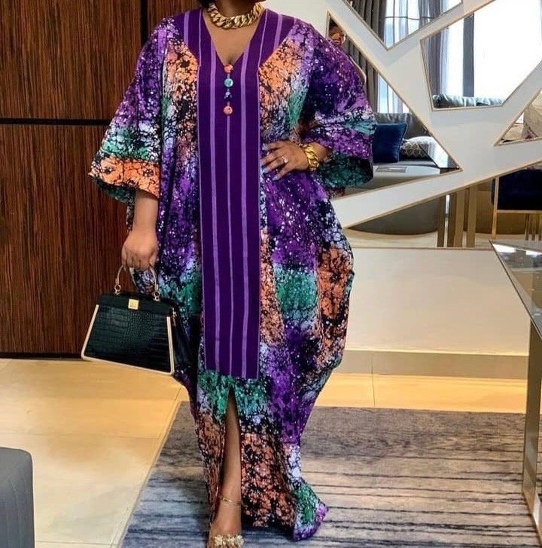 African Boubou / Asoke Combo Dress, African Print Wax Dress Bubu With ...