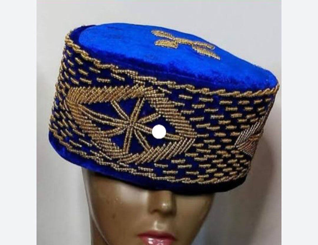 Royal Blue Odogwu African Chieftaincy Igbo Ozo Cap, African Men's ...
