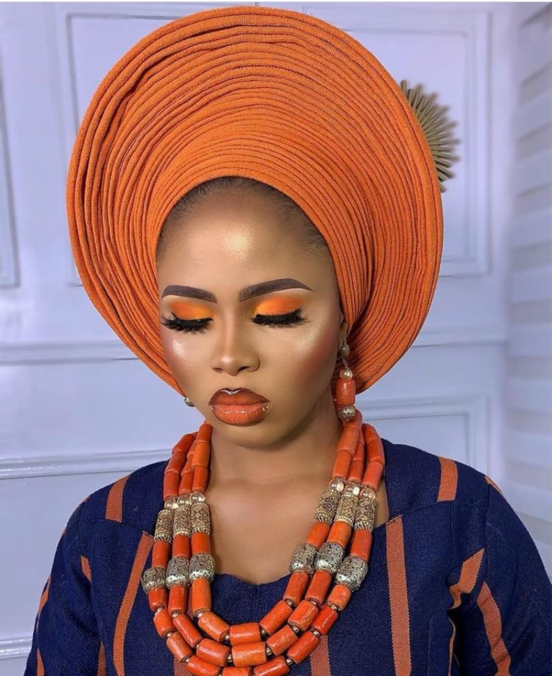 Aso Oke Pre Tie/ Auto Gele, Ready to Wear Head Wrap, ,african Fashion ...