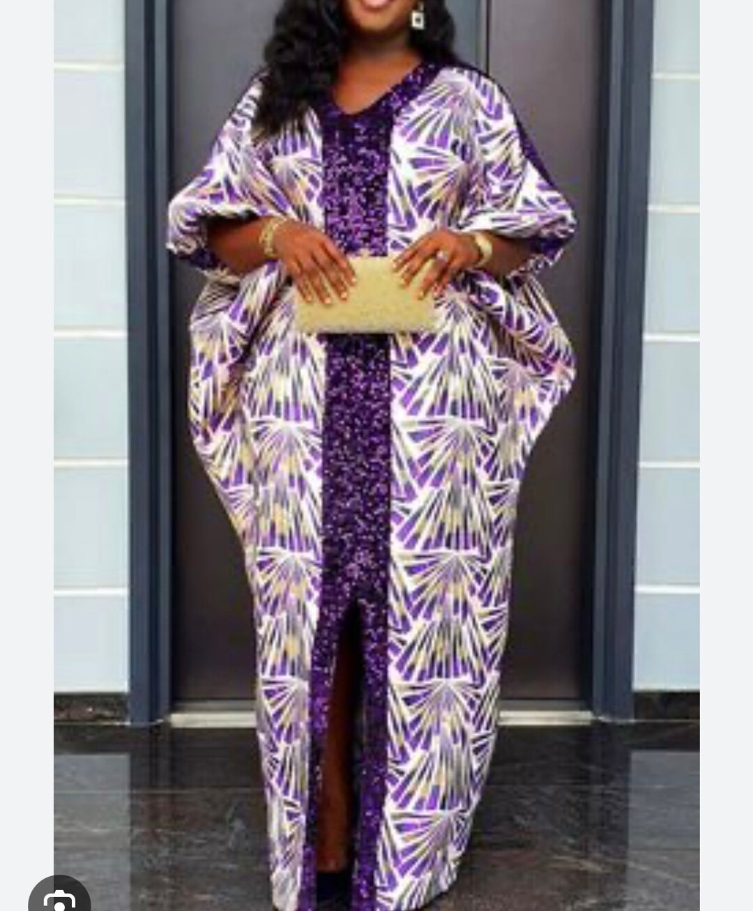 African Boubou / Sequins Combo Dress, African Print Wax Dress Bubu With ...