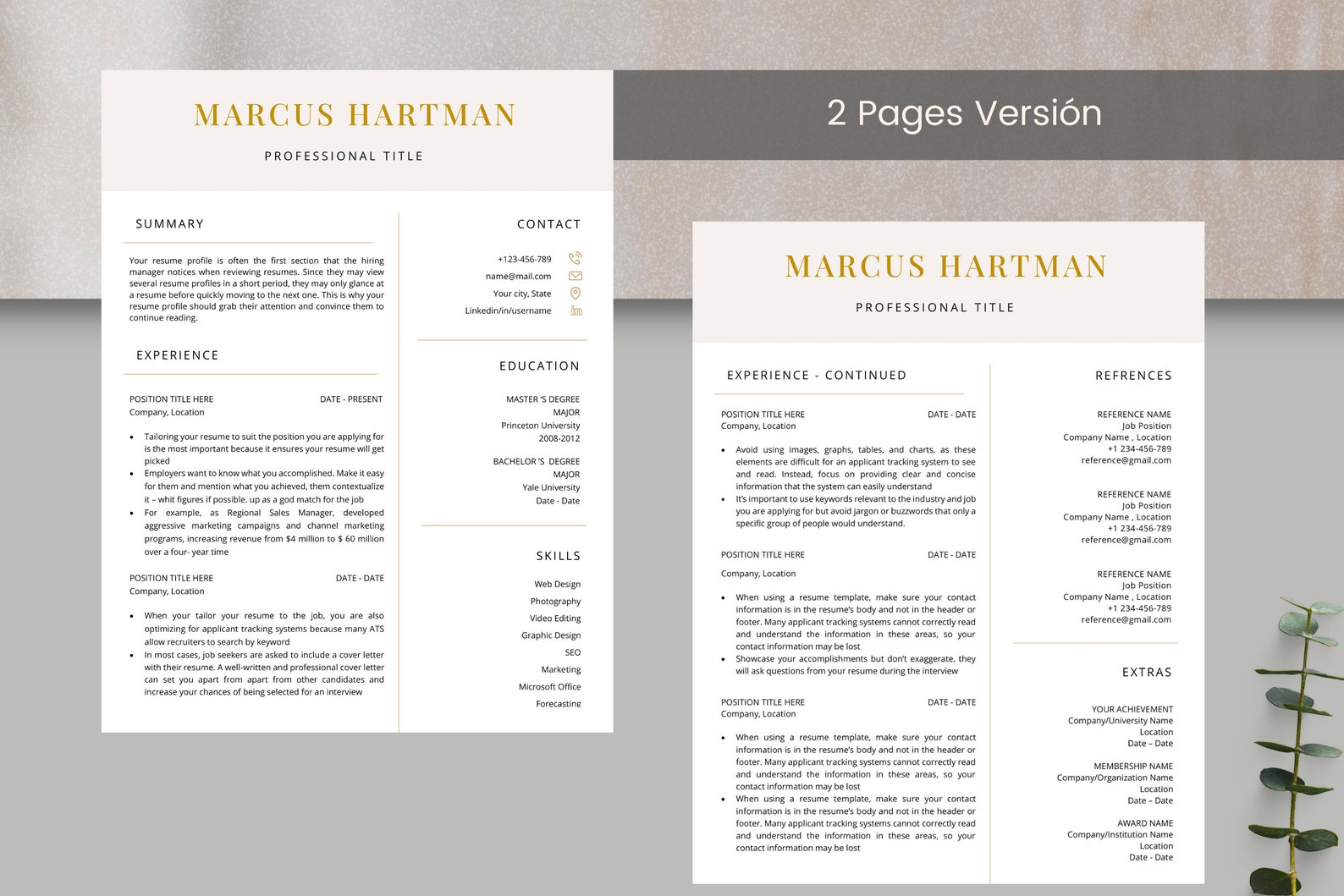 Resume Template | Resume Template Word| Cover Letter and References ...