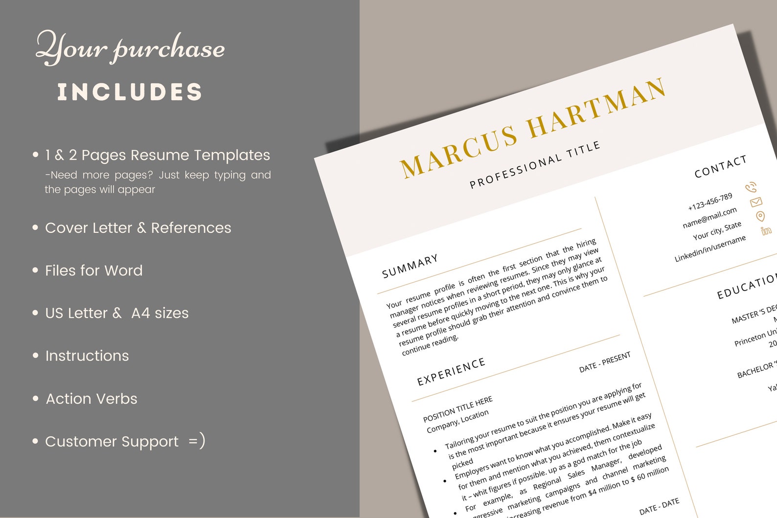 Resume Template | Resume Template Word| Cover Letter and References ...