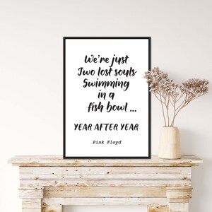 Pink Floyd Lyric Printable Art Quote/contemporary Art Print/song Lyrics ...
