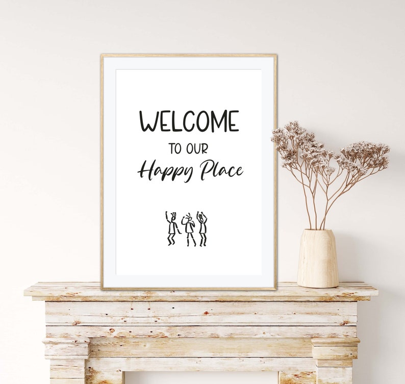 Welcome to Our Happy Place Printable Art Quote/contemporary Wall Art ...