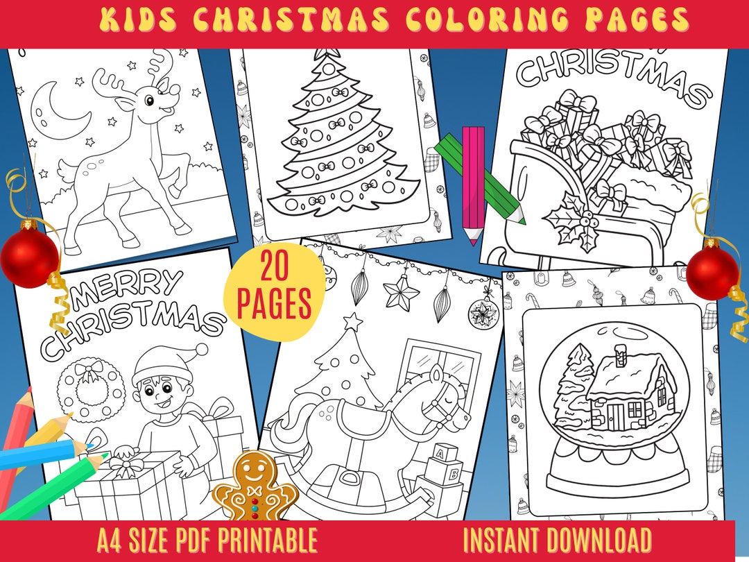 Kids Christmas Colouring Pages Bundle/childs Printable Christmas Sheets ...