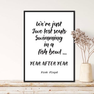 Pink Floyd Lyric Printable Art Quote/contemporary Art Print/song Lyrics ...