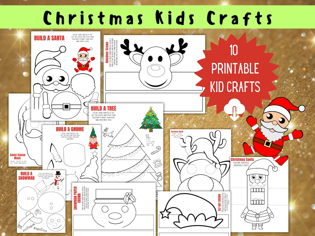 Kids Christmas Crafts Bundle/childs Printable Christmas Crafts/color in ...