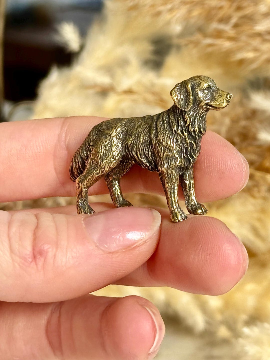 Solid Brass Golden Retriever Figurine – Miniature Dog Sculpture ...