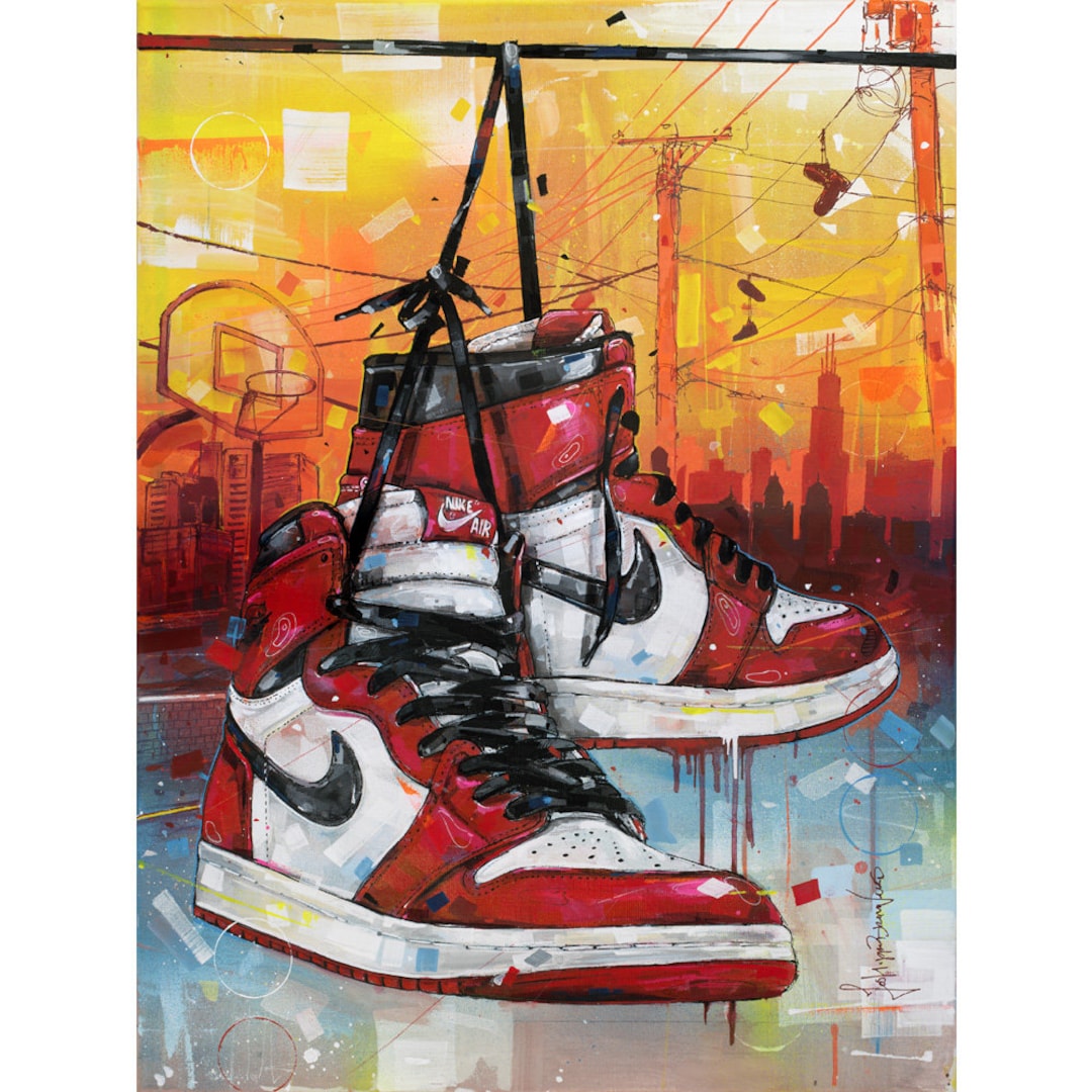 Air Jordan 1 Powerlines Chicago Painting 60x80 Cm - Etsy
