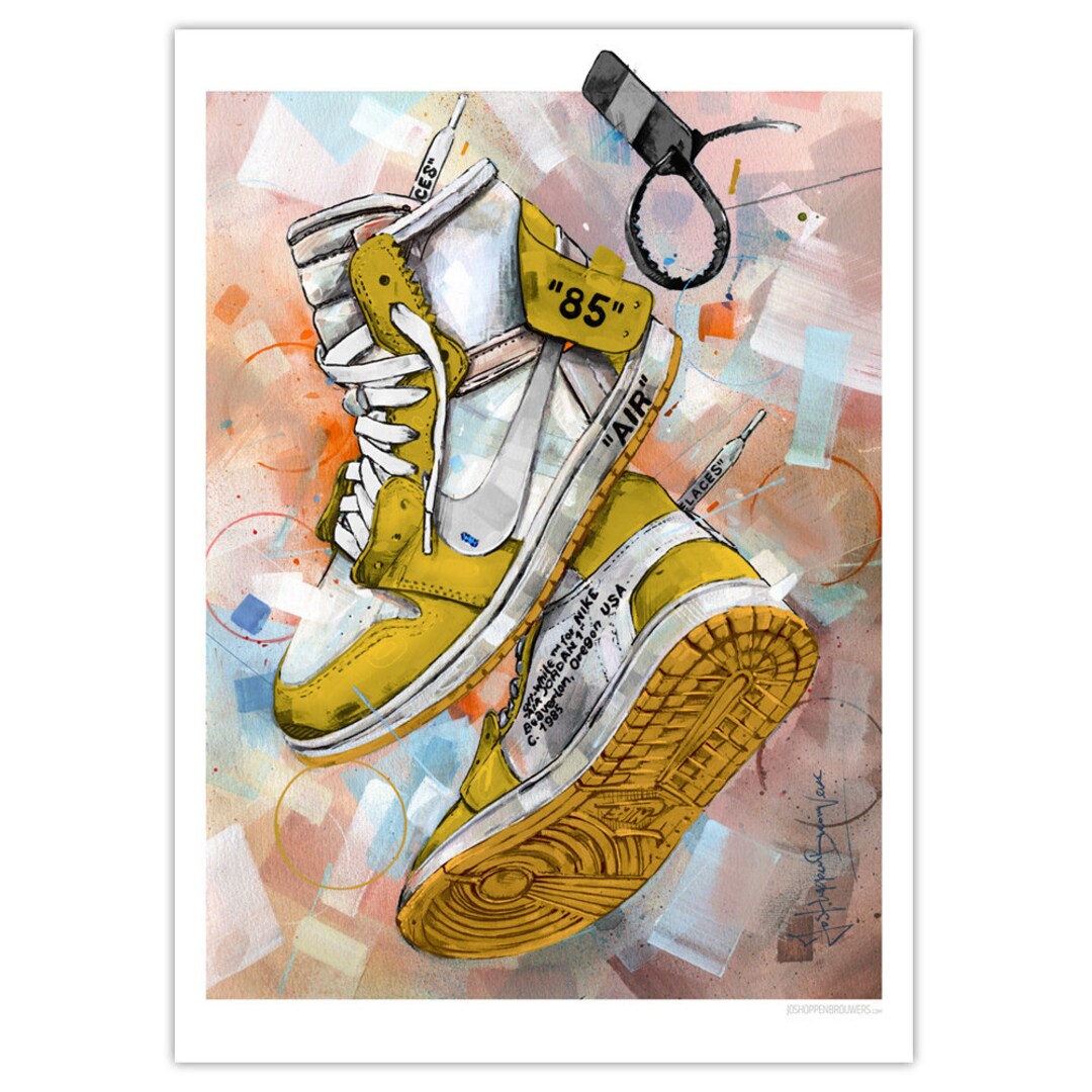 Air Jordan 1 off White Yellow Poster 50x70 Cm - Etsy