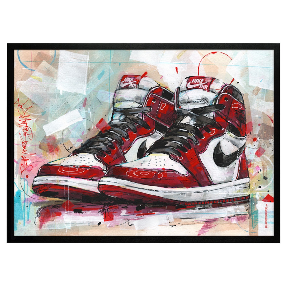 Air Jordan 1 Retro High Chicago Painting 40x30 Cm - Etsy
