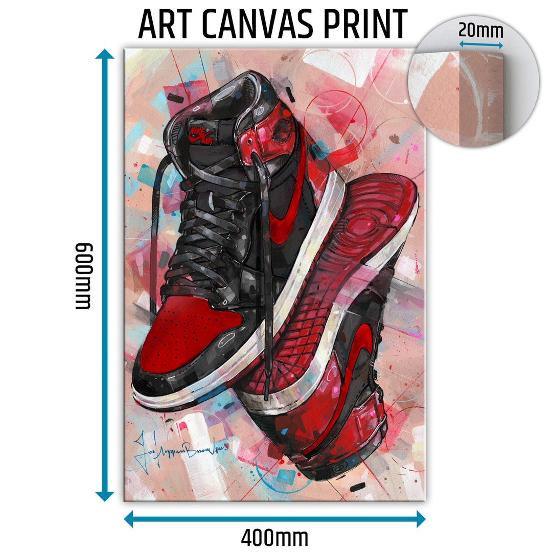 Air Jordan 1 Upside Down Banned Bred Canvas 40x60 Cm - Etsy
