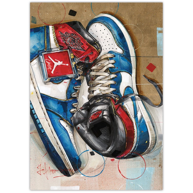 Air Jordan 1 Union LA Blue Toe Poster 29.7x42 Cm (A3) - Etsy