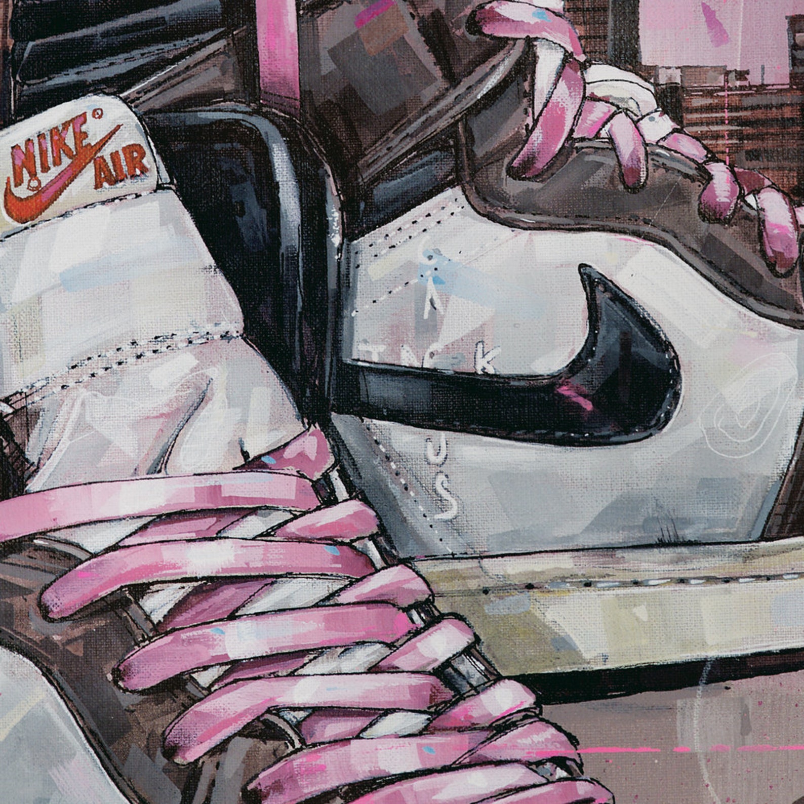 Air Jordan 1 High Pink Laces Basket Poster 50x70 Cm - Etsy