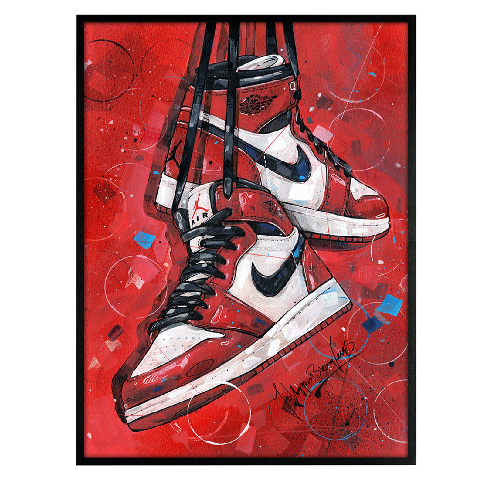 Air Jordan 1 Retro Chicago Painting 30x40 Cm - Etsy