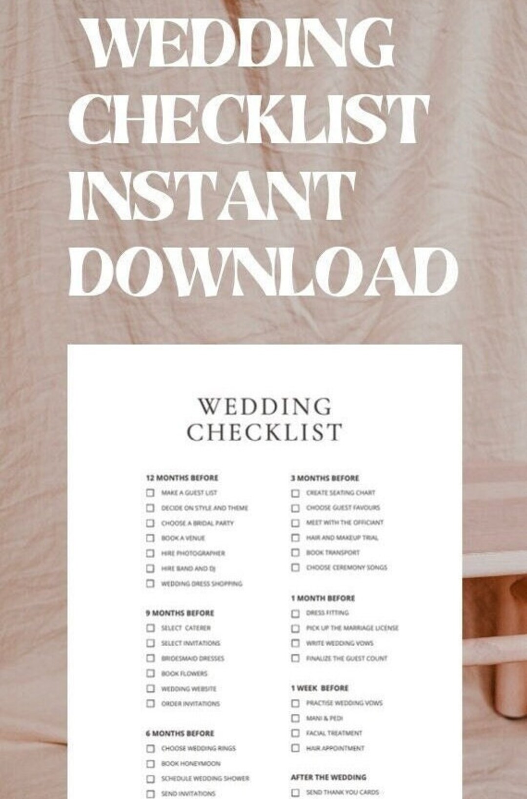 Instant Download for Wedding Planning | Wedding Checklist | Engagement ...