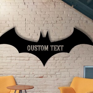 Personalized Bat Super Hero Sign, Batcave Sign, Gotham Silhouette Wall ...