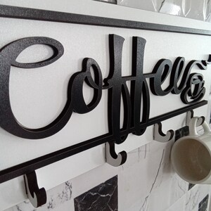 Wooden Coffee Sign With Hooks Coffee Mug Hanger Wall Hanging Cup Coffee ...