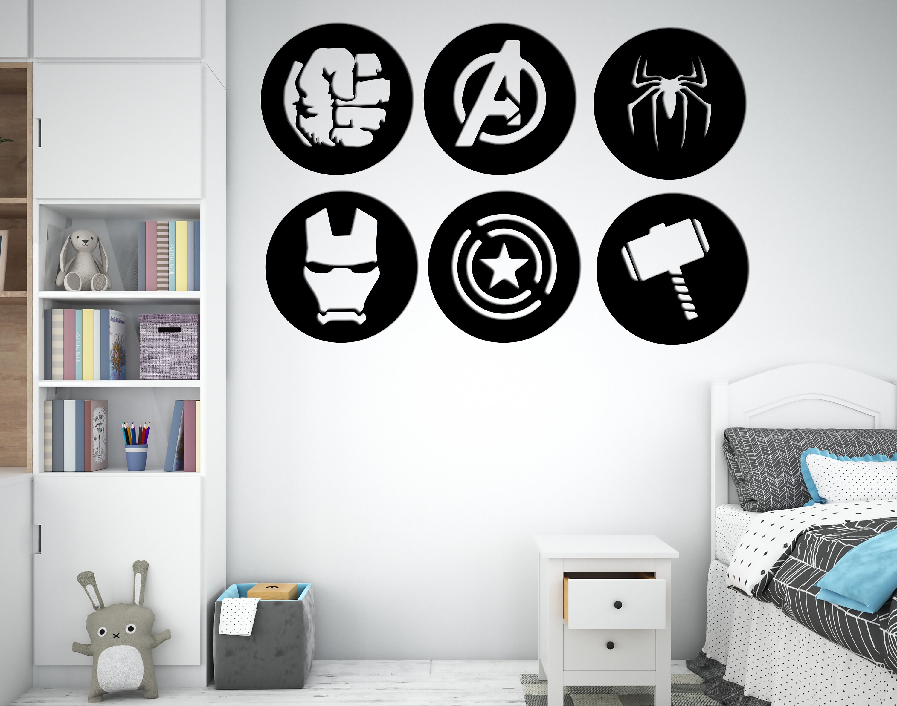 Avengers Logo Sign Set 6 Pieces Avengers Wood Wall Decor - Etsy
