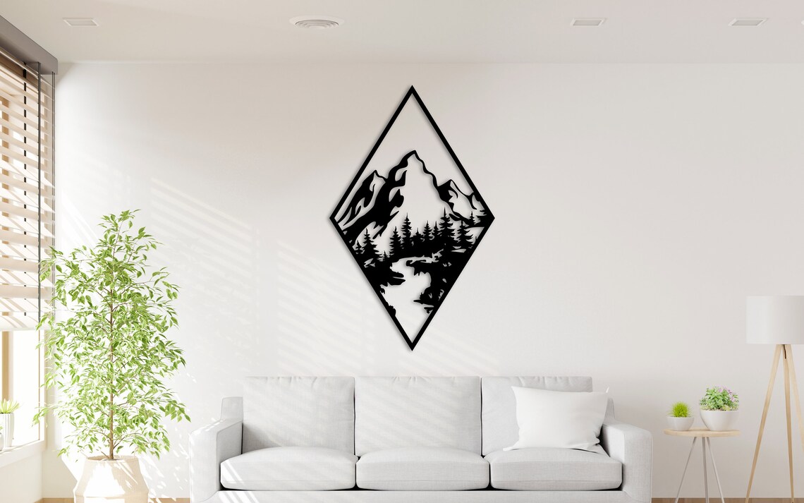 Mountain Wood Wall Art Forest Wood Wall Decor Trees Wall - Etsy