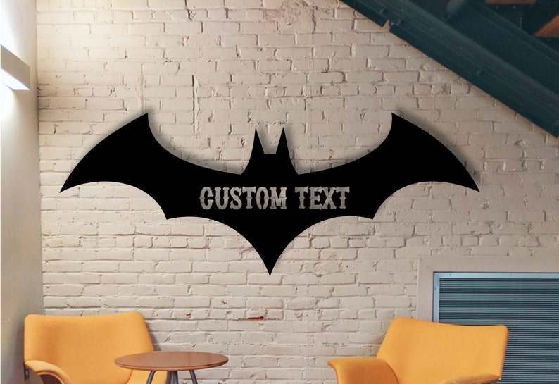 Personalized Bat Super Hero Sign, Batcave Sign, Gotham Silhouette Wall ...