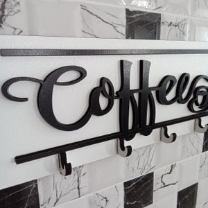 Wooden Coffee Sign With Hooks Coffee Mug Hanger Wall Hanging Cup Coffee ...