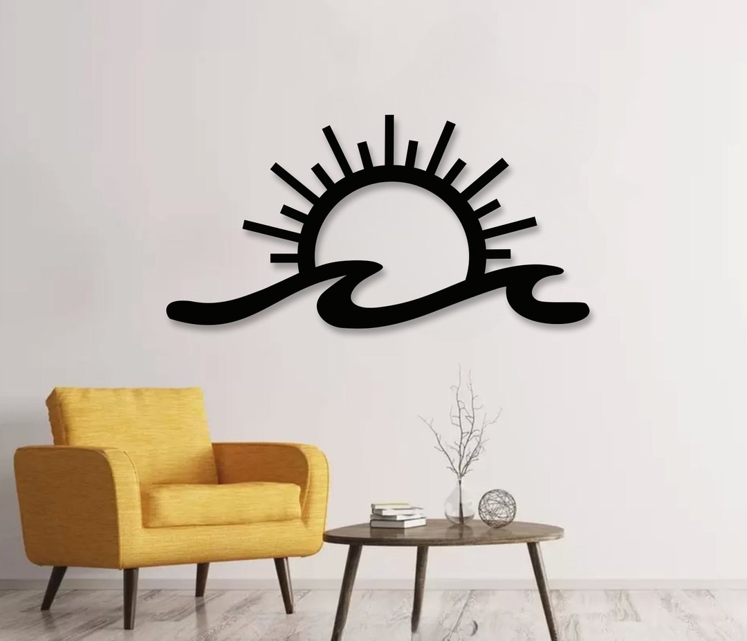 Sun and Wave Wood Wall Art, Sunrise Decor, Sunshine Sign, Sun, Wave ...