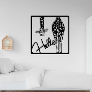 Giraffe Wood Wall Decor | Kids Room Wall Art | Hello Wall Hanging ...