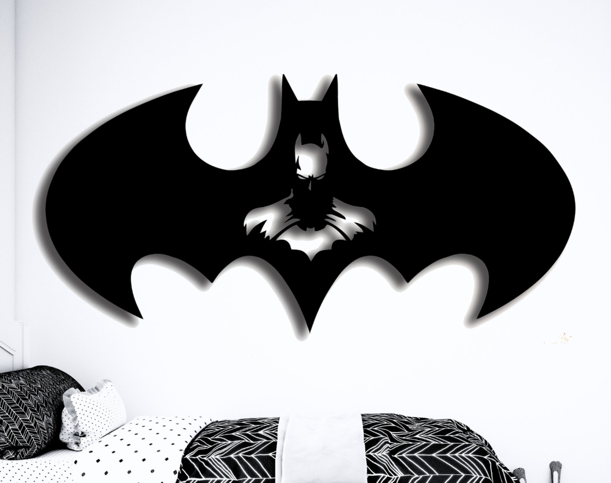 Gotham Silhouette Wall Art, Bat Super Hero Wood Wall Decor, Kids Room ...