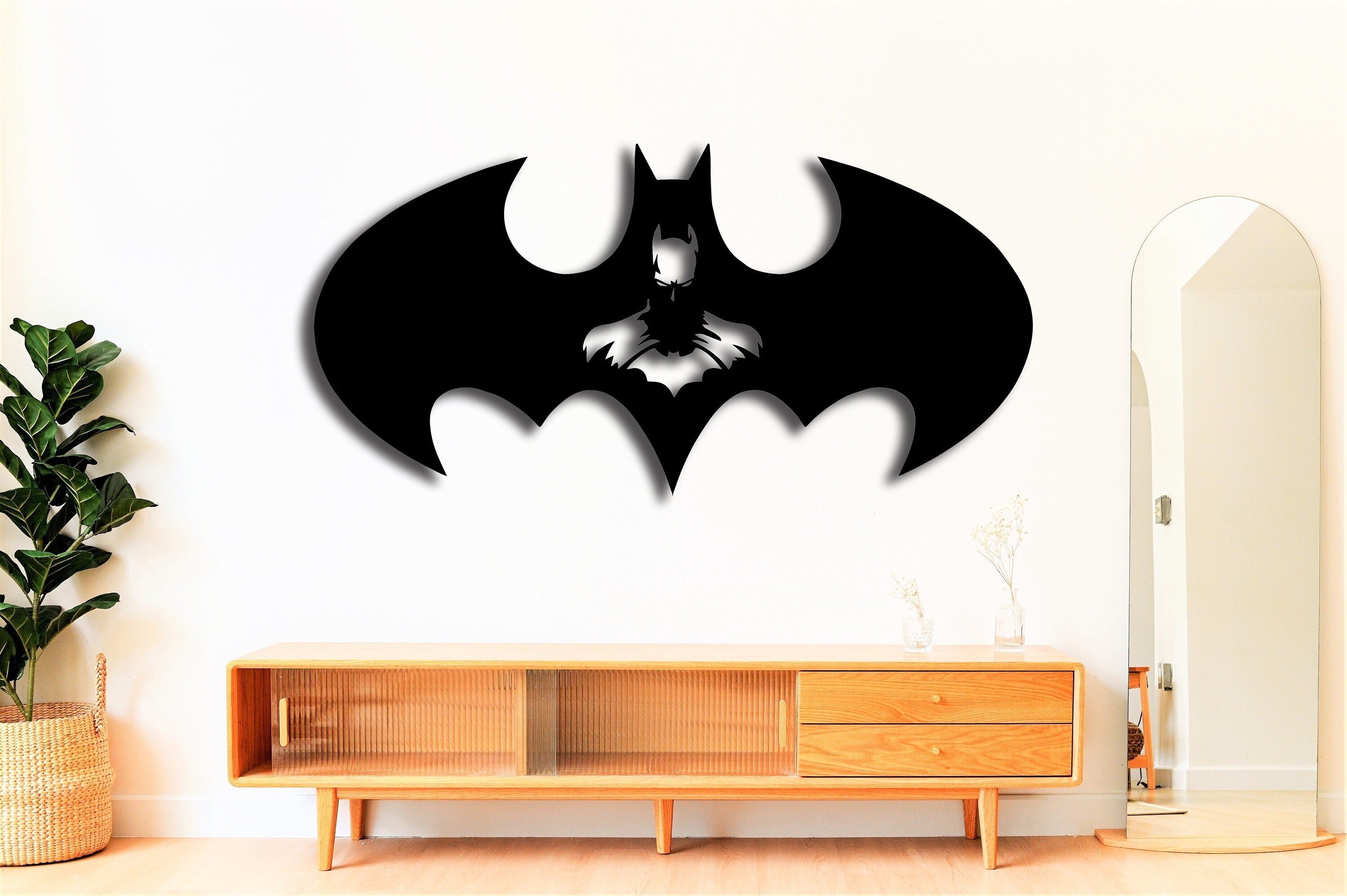 Gotham Silhouette Wall Art, Bat Super Hero Wood Wall Decor, Kids Room ...