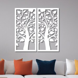 Tree Wall Art | Set of 2 Wood Wall Decor | Decorative Wood Panels ...