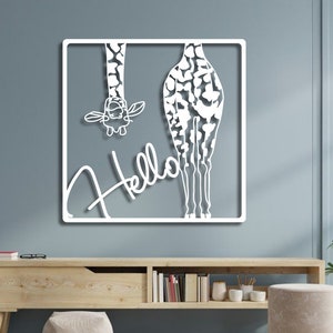 Giraffe Wood Wall Decor | Kids Room Wall Art | Hello Wall Hanging ...