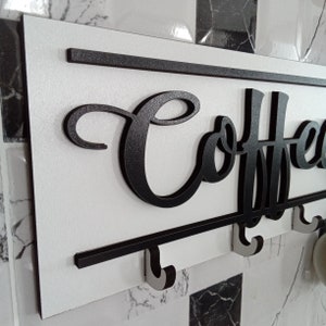 Wooden Coffee Sign With Hooks Coffee Mug Hanger Wall Hanging Cup Coffee ...