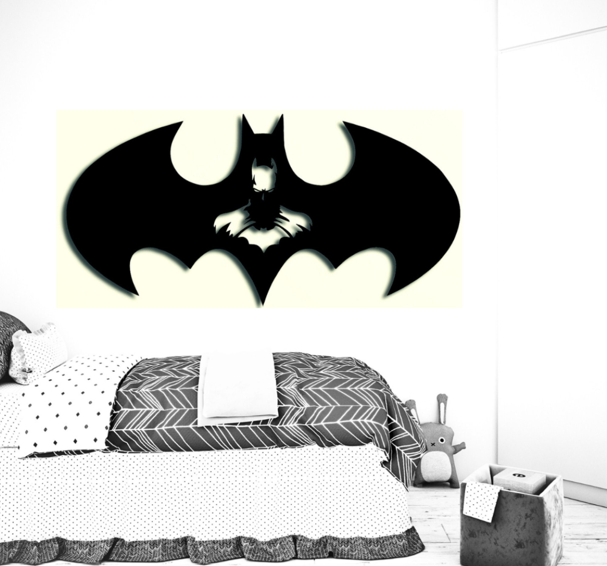 Gotham Silhouette Wall Art, Bat Super Hero Wood Wall Decor, Kids Room ...