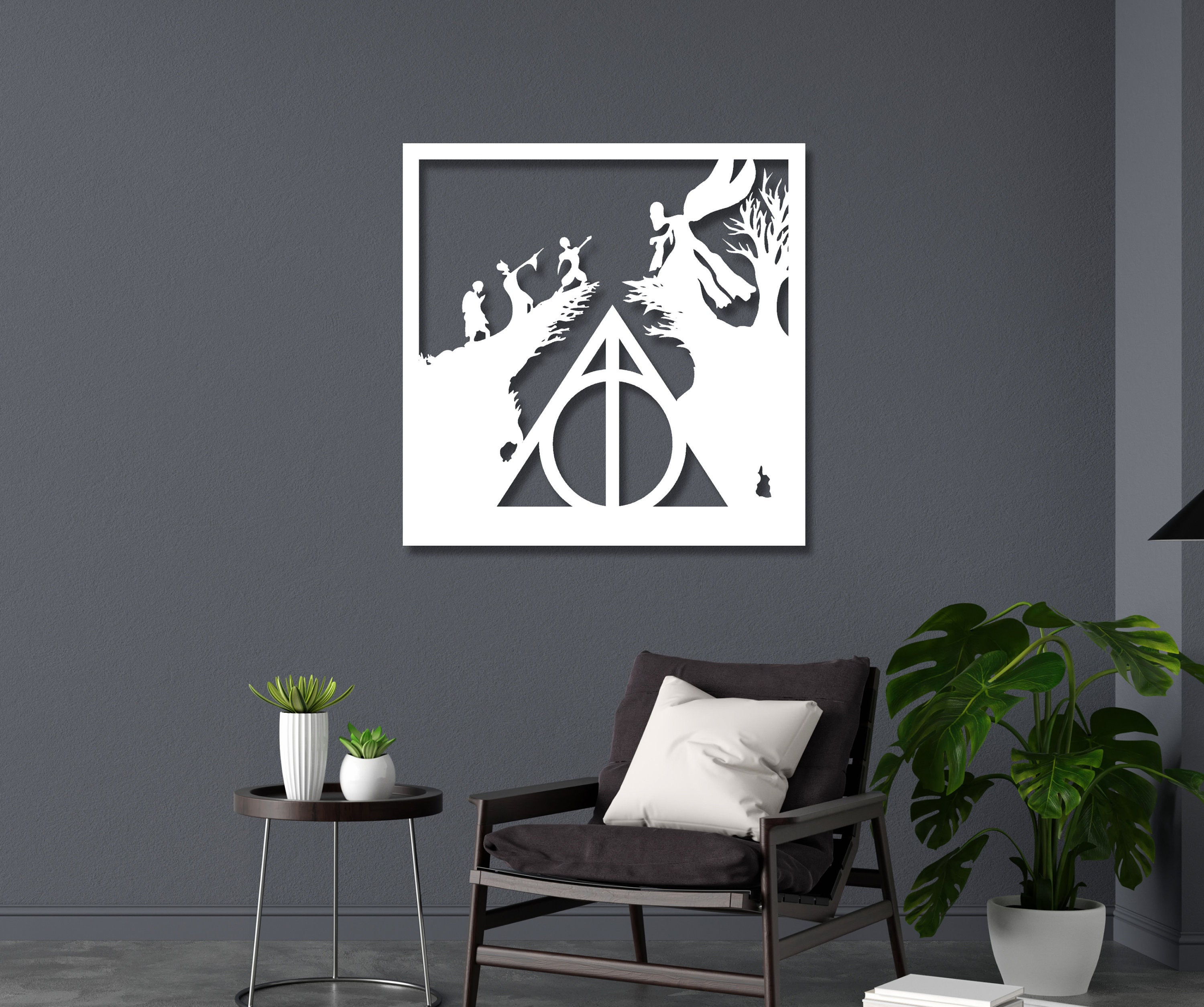 Deathly Hallows Wood Wall Art the Tale of the Three Brothers - Etsy