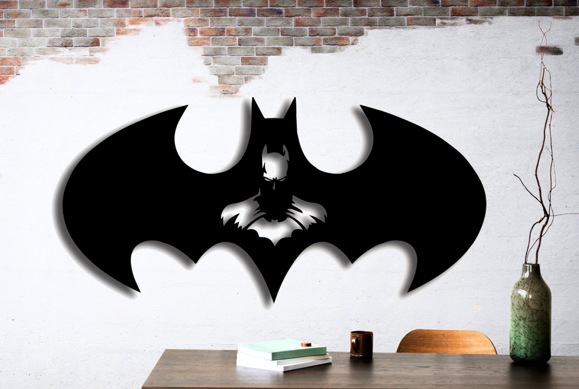 Gotham Silhouette Wall Art, Bat Super Hero Wood Wall Decor, Kids Room ...