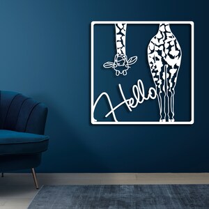 Giraffe Wood Wall Decor | Kids Room Wall Art | Hello Wall Hanging ...